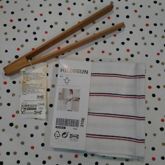 IKEA | Kitchen | Ikea Hildegun Apron Ostbit Bamboo Tongs | Poshmark